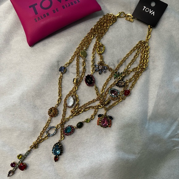 tova | Jewelry | Tova Gold Multicolor Gemstone Necklace | Poshmark